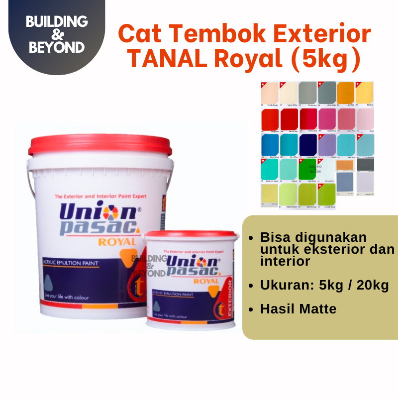 Jual CAT TEMBOK TANAL UNION PASAC ROYAL EXTERIOR & INTERIOR GALON 5 KG ...