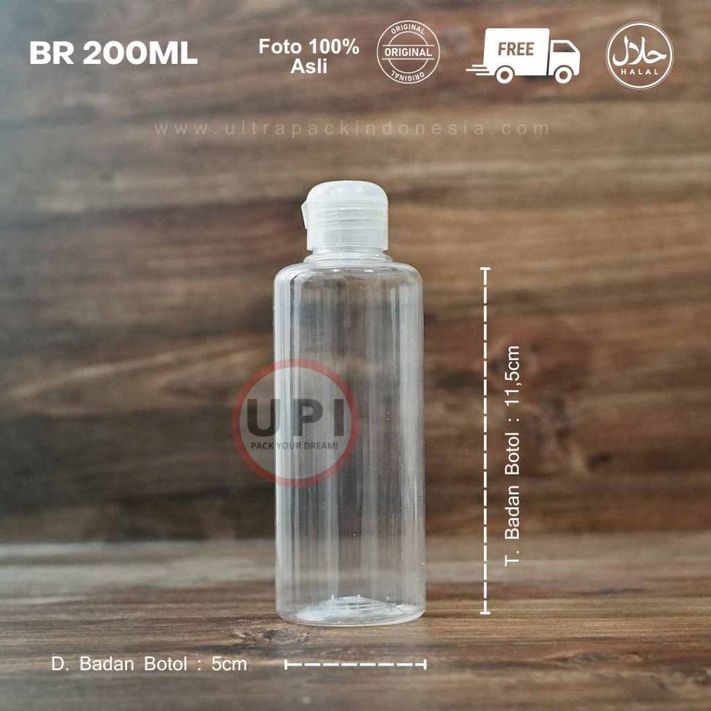 Jual Kemasan Botol Fliptop Isi Ulang - BOTOL PET BR 200ML CLEAR + FLIP TOP ROUND | Shopee Indonesia