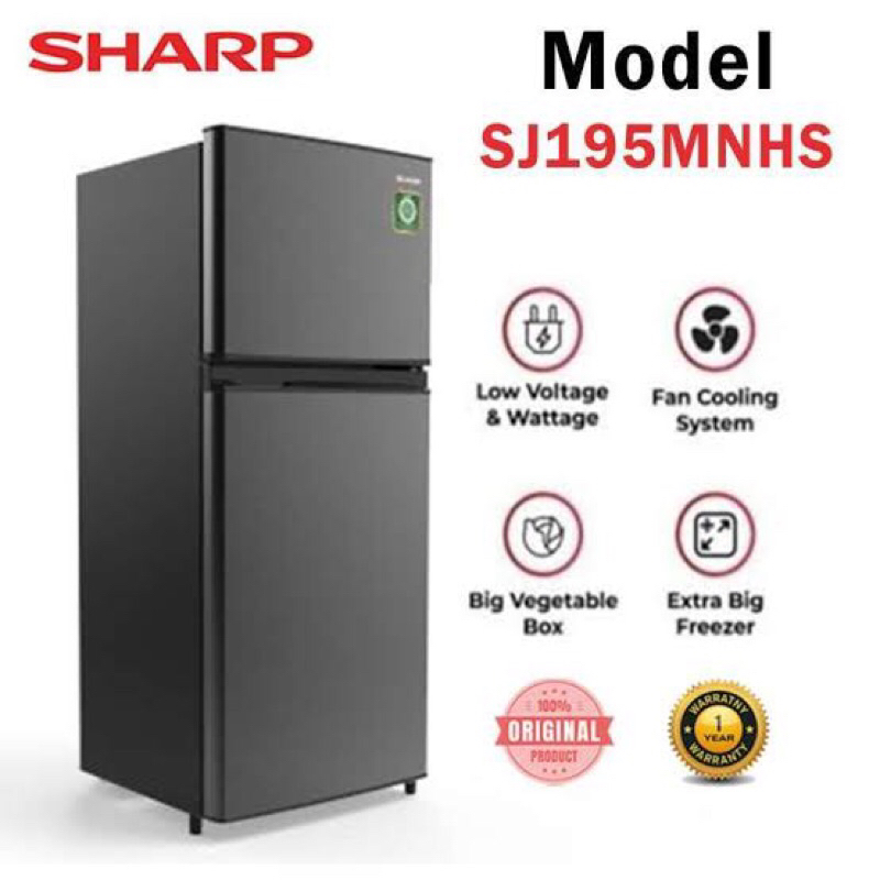 Jual Kulkas 2 pintu sharp sj-195mnhs non salju kulkas sharp 2 pintu 195mnhs | Shopee Indonesia