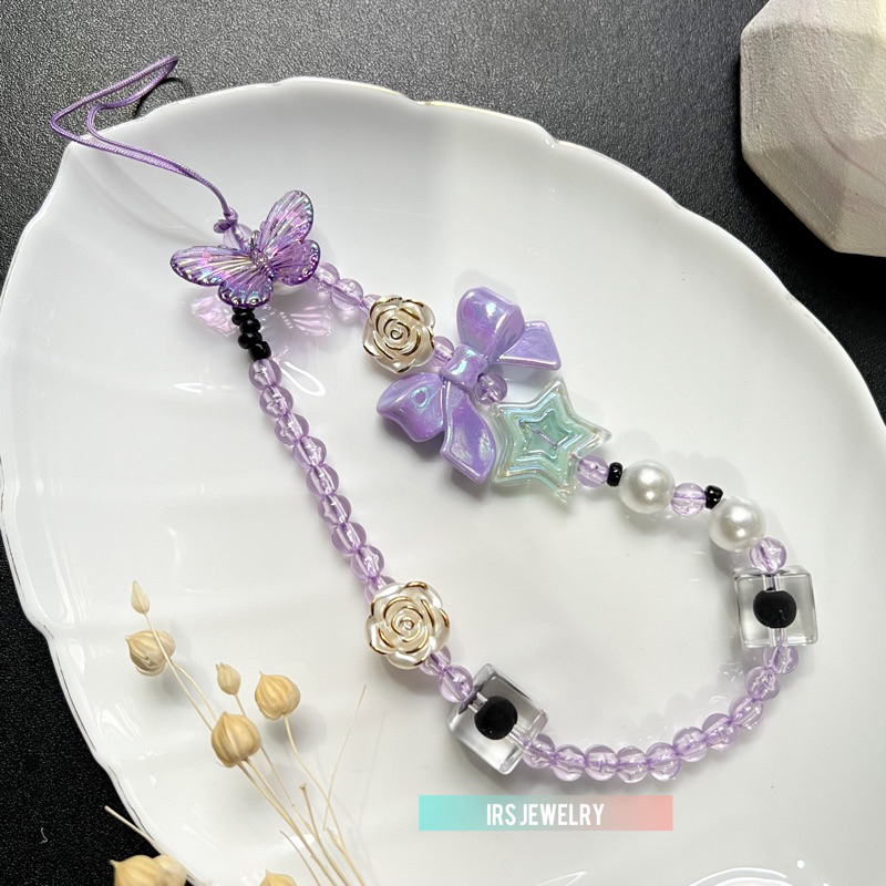 Jual Phone Strap Beads Ungu Series/ Tali Lanyard Handphone Manik Pita ...