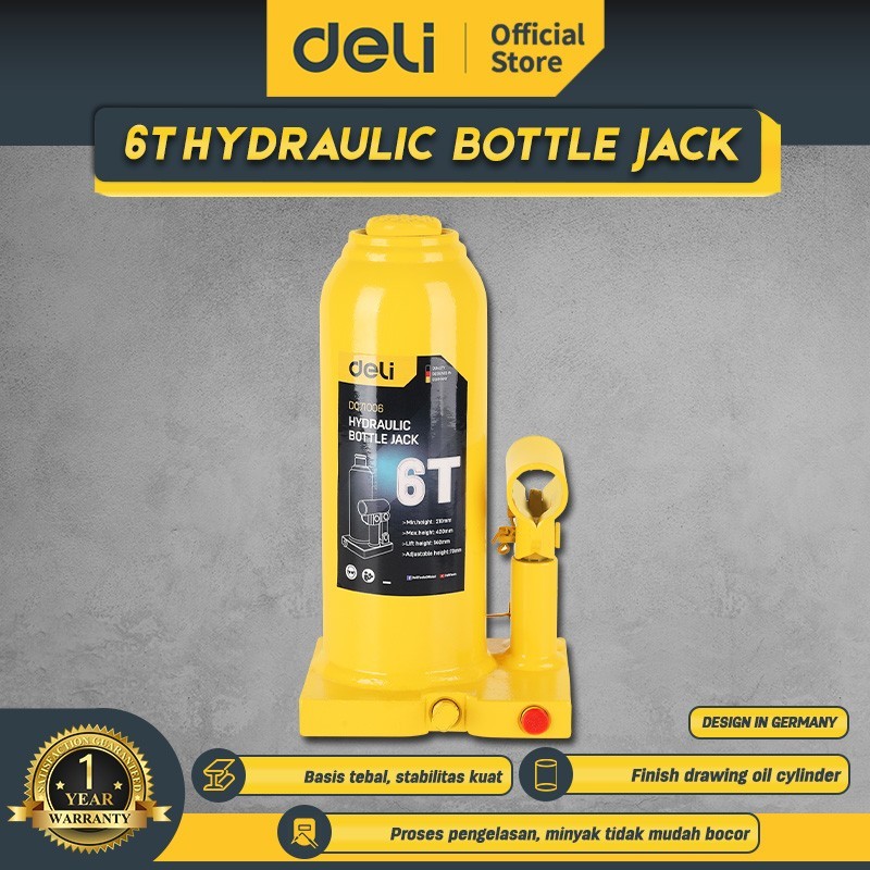 Jual Deli Dongkrak Botol 6 Ton Hidrolik / Hydraulic Bottle Jack ...