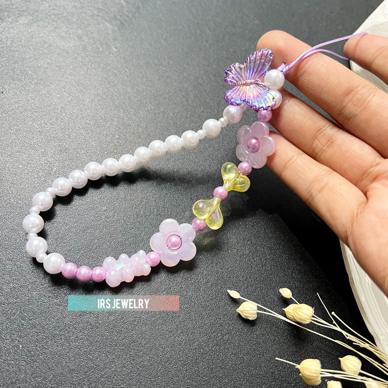 Jual Phone Strap Beads Ungu Series/ Tali Lanyard Handphone Manik Pita ...