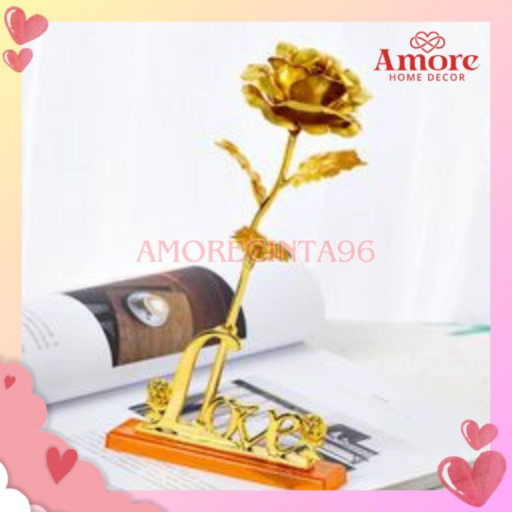 Jual AMORA - GIFT ROSE FOIL | BUNGA MAWAR DEKORASI | PURPLE PINK GOLD ...