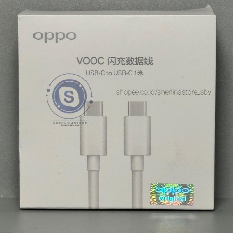 Jual KABEL DATA CHARGER OPPO SUPER FAST CHARGING VOOC TYPE C TO TYPE C ...