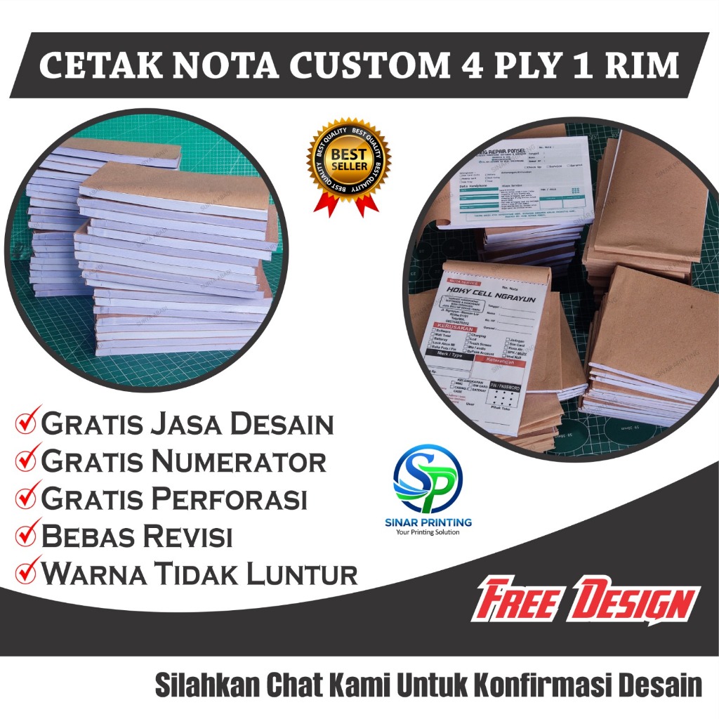 Jual Cetak Nota Custom 4PLY 1 Rim - SP Apotek - Nota Service HP - Nota ...