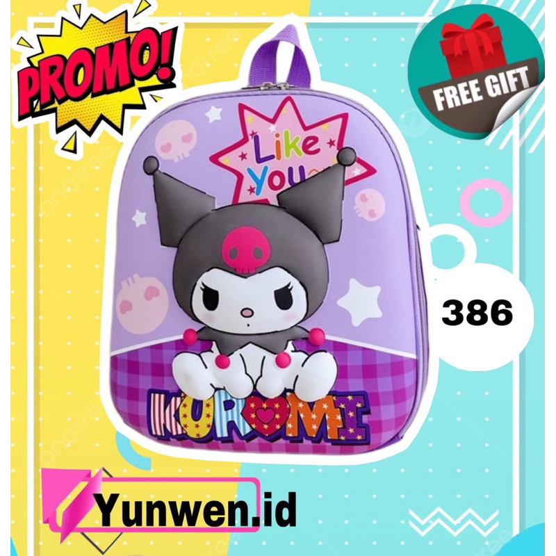 Jual YUNWEN.ID Tas sekolah anak perempuan TK paud import batok timbul gambar kuromi terbaru ...
