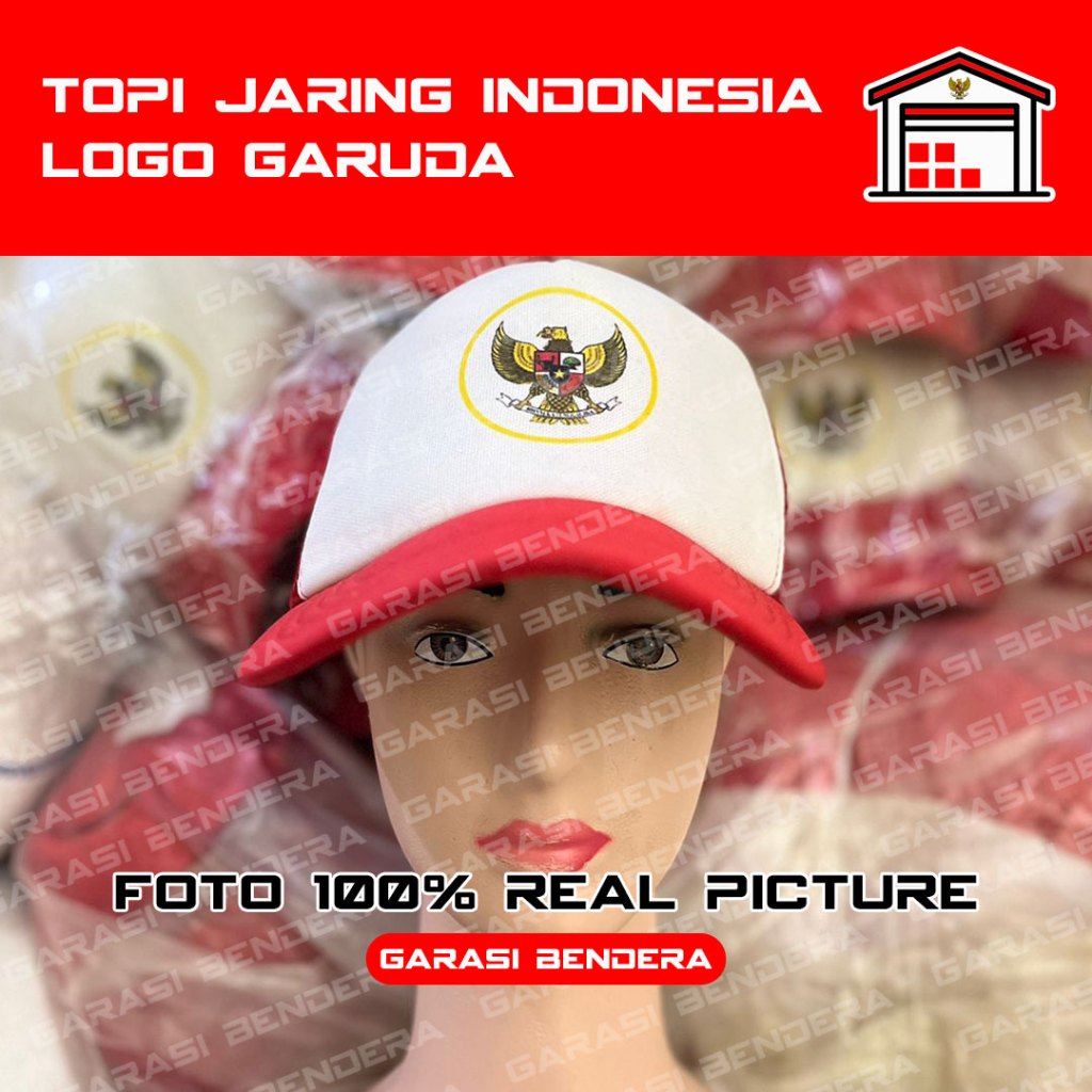 Jual Topi merah putih jaring sablon logo garuda merdeka topi trucker ...
