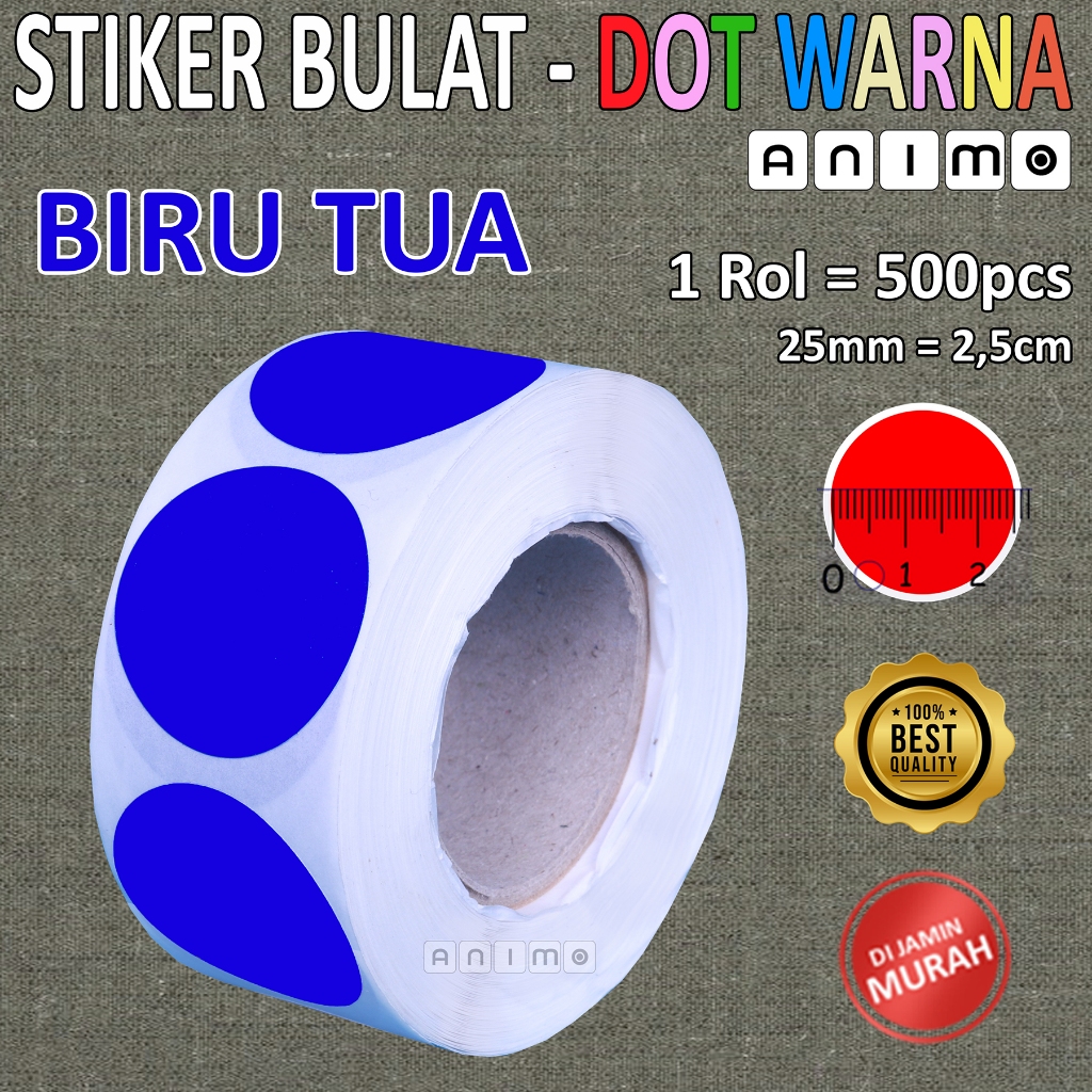 Jual Stiker Bulat Warna - COLOR DOT STICKERS - ROL 25 MM = 2,5 CM ...