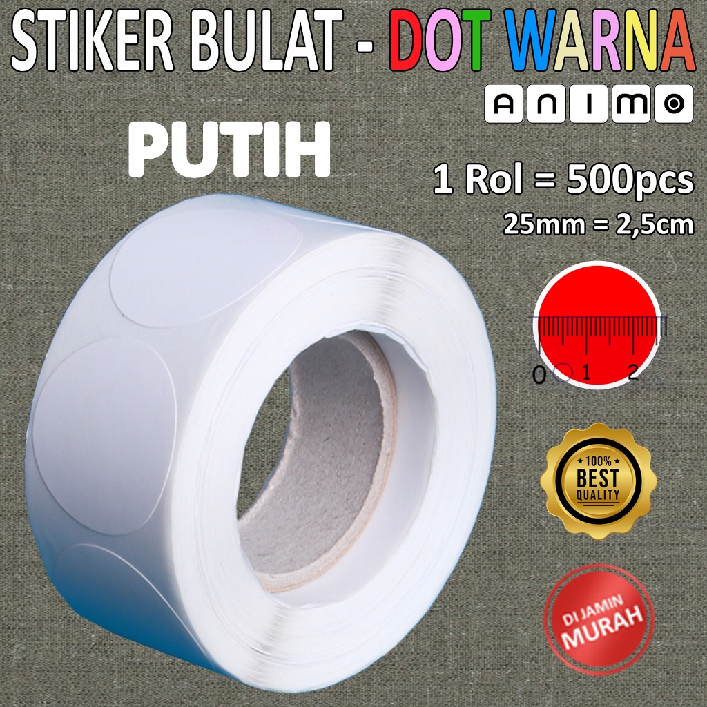 Jual Stiker Bulat Warna - COLOR DOT STICKERS - ROL 25 MM = 2,5 CM ...