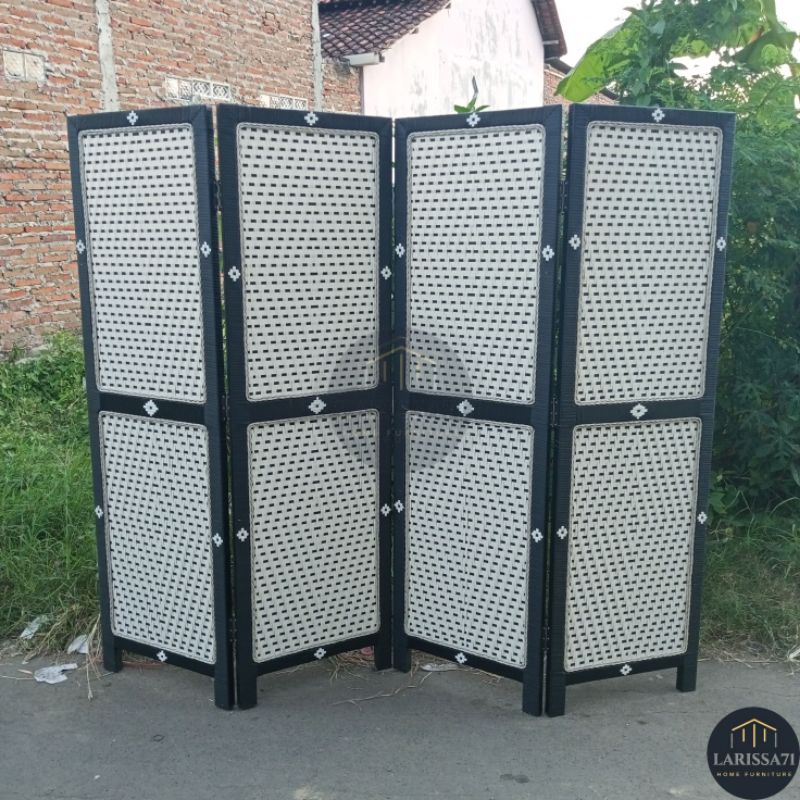 Jual Sketsel Penyekat Ruangan Rotan Sintetis 4 Panel | Shopee Indonesia