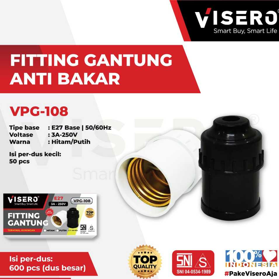 Jual Fitting Gantung VISERO VPG-108 3A 250V SNI Terminal Kuningan Putih ...