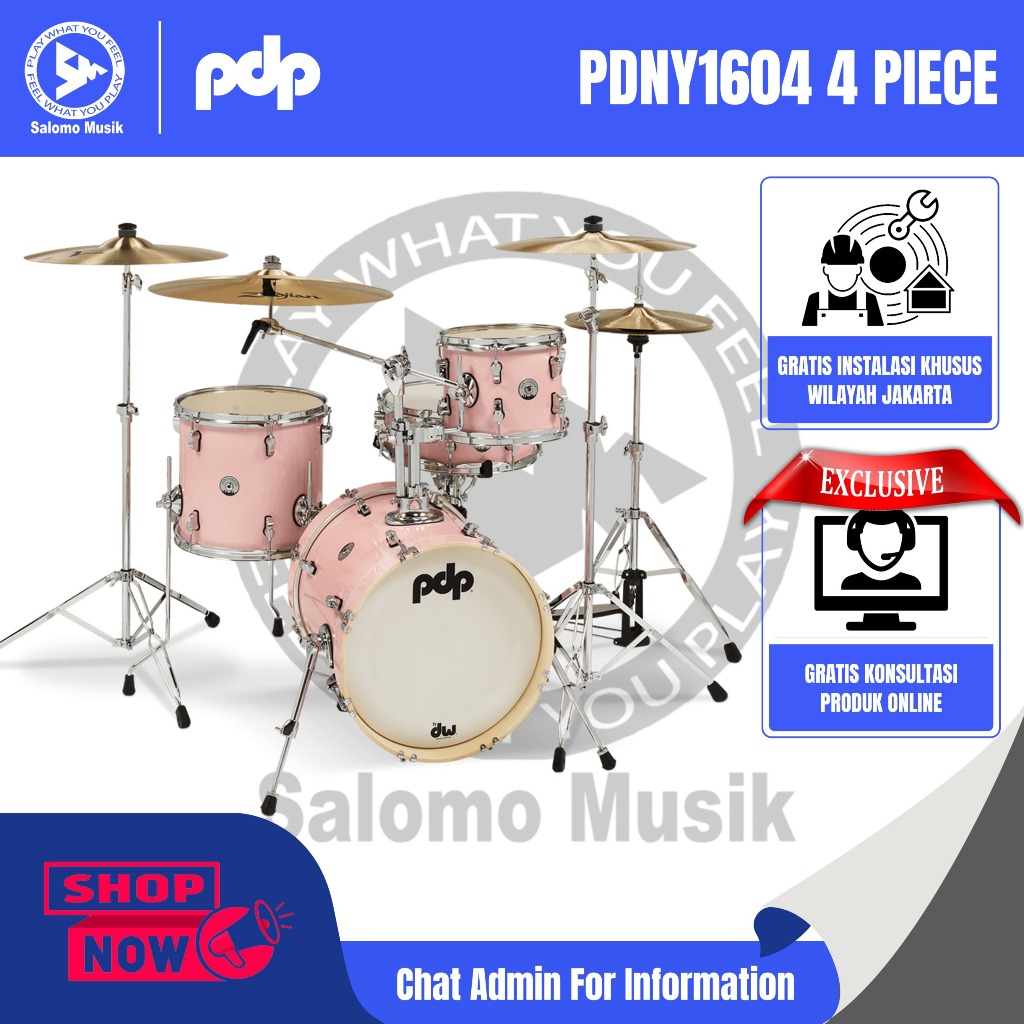 Jual Drum Set New Yorker 4 Piece Kit PDP PDNY1604 Original Varian Warna ...