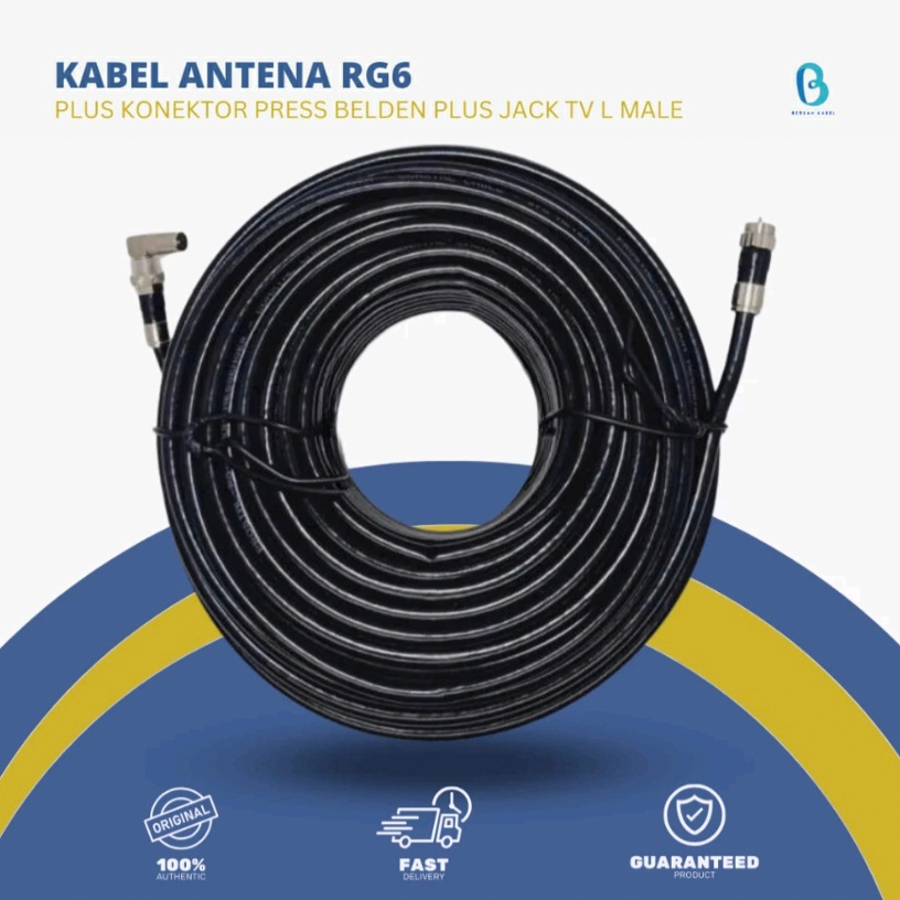 Jual KABEL ANTENA RG6 + KONEKTOR PRESS BELDEN PLUS JACK TV L MALE | Shopee Indonesia
