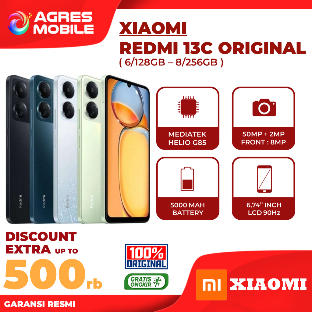Jual XIAOMI REDMI 13C 6GB/128GB - 8GB/256GB 50MP AI CAMERA GARANSI ...