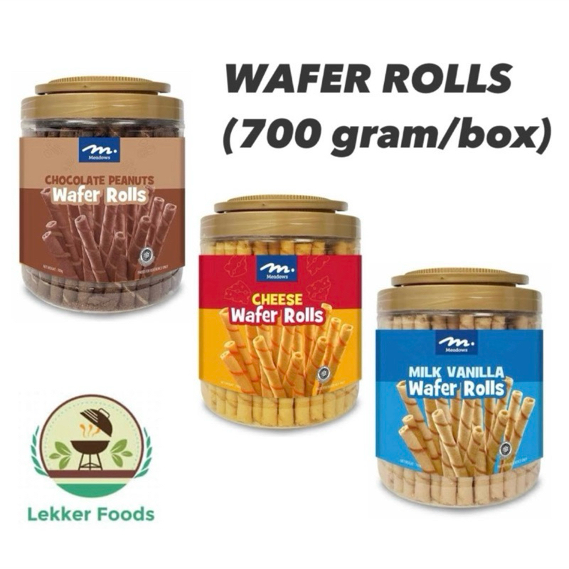 Jual Wafer Rolls Meadows Cheese Chocolate Vanilla 700 gram | Shopee ...