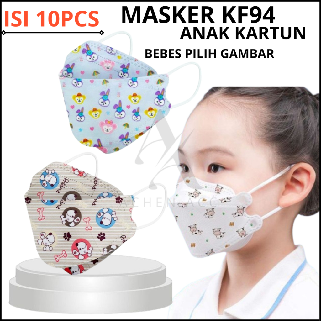 Jual Masker Kf94 Anak Kartun 1Pack isi 10pcs Masker Kf94 4Ply Anak ...