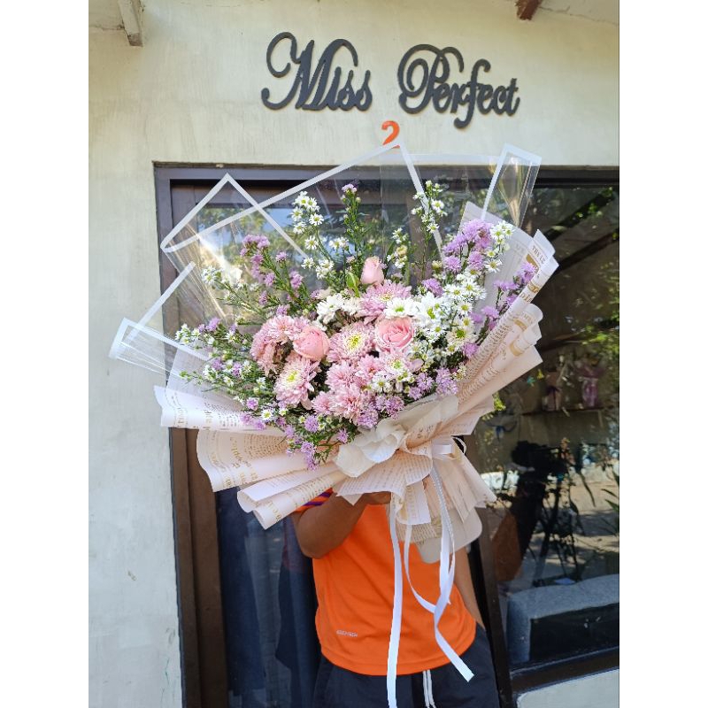 Jual buket bunga segar asli roses mix aster Krisan fresh flower bouquet ...