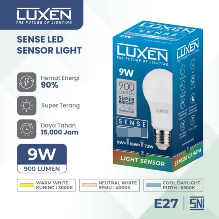 Jual LUXEN SENSE 9W LAMPU LED SENSOR CAHAYA KUNING LIGHT SENSOR ...