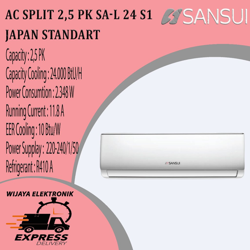 Jual AC Sansui Split 2,5PK SA-L24LL Garansi RESMI Standard Japan ...