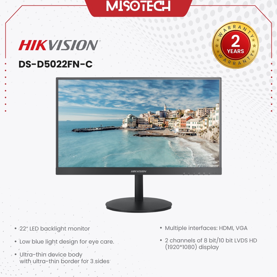 Jual Monitor LED 22 Inch Hikvision DSD522FNC Full HD VA HDMI Bezelless ...