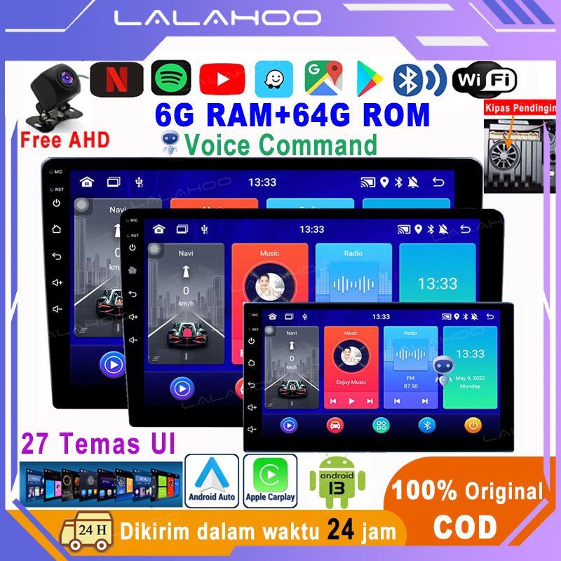 Jual with cooling system LALAHOO Car Radio Mobil Navigasi 8G+128G Android 13 Double Din Head ...