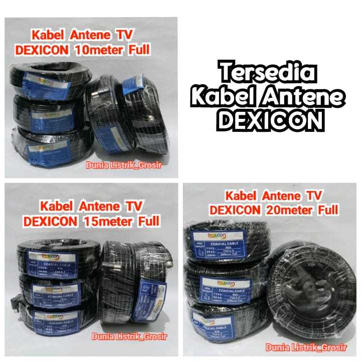 Jual Kabel Antena TV DEXICON + Konektor Antenna RG6 Coaxial Cable 10 / 15 / 20 Meter Full Kabel ...