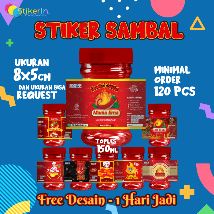 Jual Cetak Stiker Sambal Stiker Label Sambal Stiker Kemasan 150 ml Bisa ... Jual Cetak Stiker Sambal Stiker Label Sambal Stiker Kemasan 150 ml Bisa ...