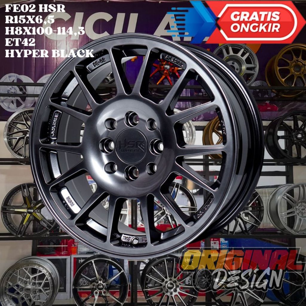 Jual Velg Mobil Ring 15 HSR FE02 R15 LEBAR 6,5 LOBANG BAUT 4 ET42 HYPER BLACK | Shopee Indonesia
