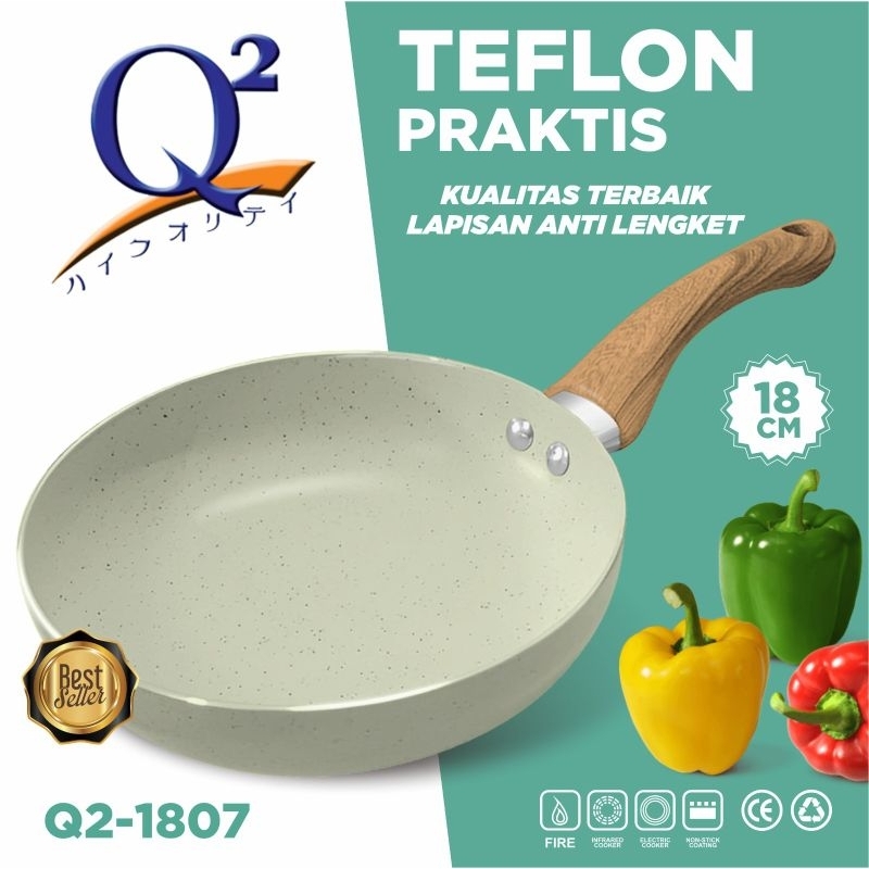 Jual Teflon Q2 1807 Gg Kayu Ukuran 18 CM/ Teflon Pengorengan Praktis ...