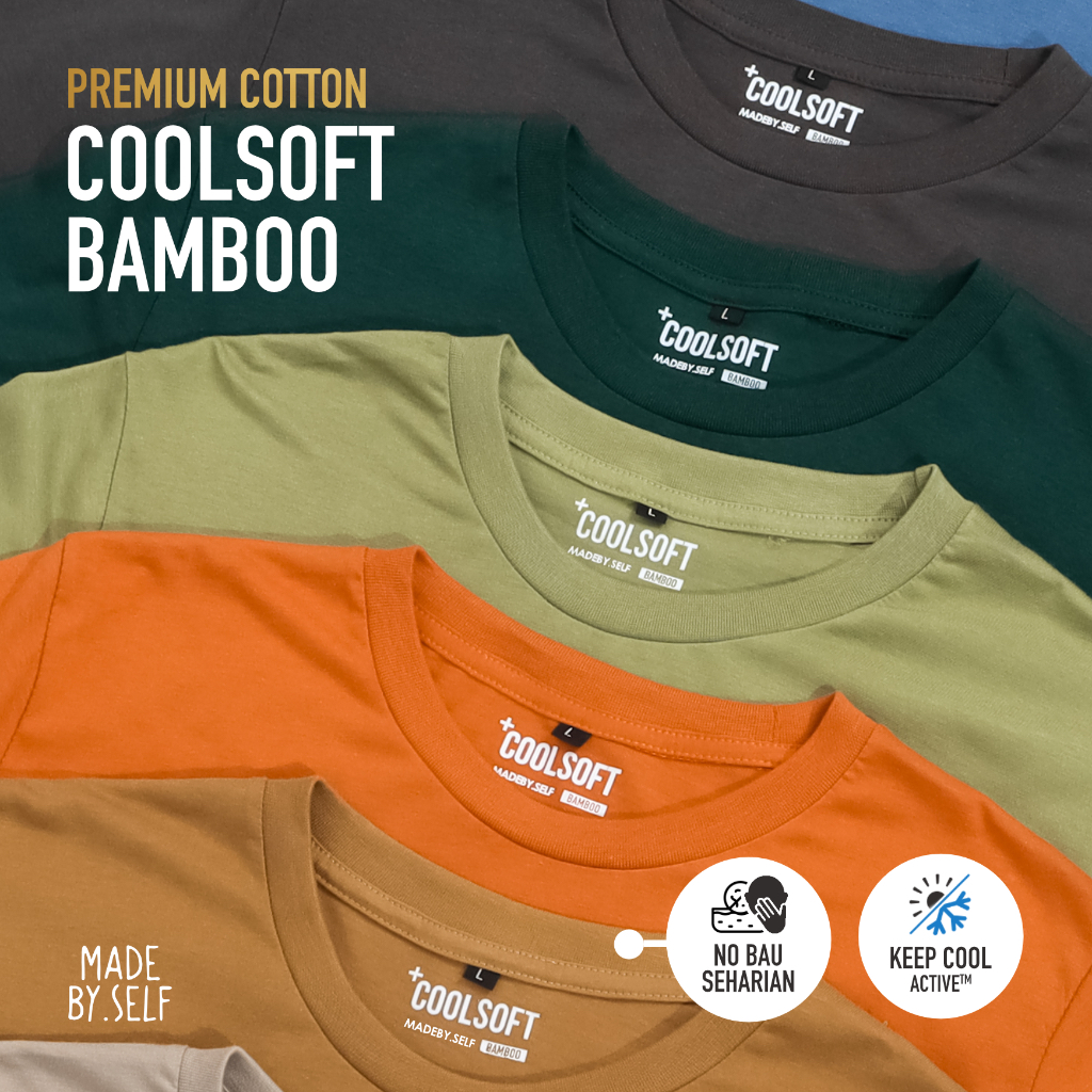 Jual Kaos Katun Bambu Anti Bau Polos COOLSOFT COTTON BAMBOO | Shopee ...
