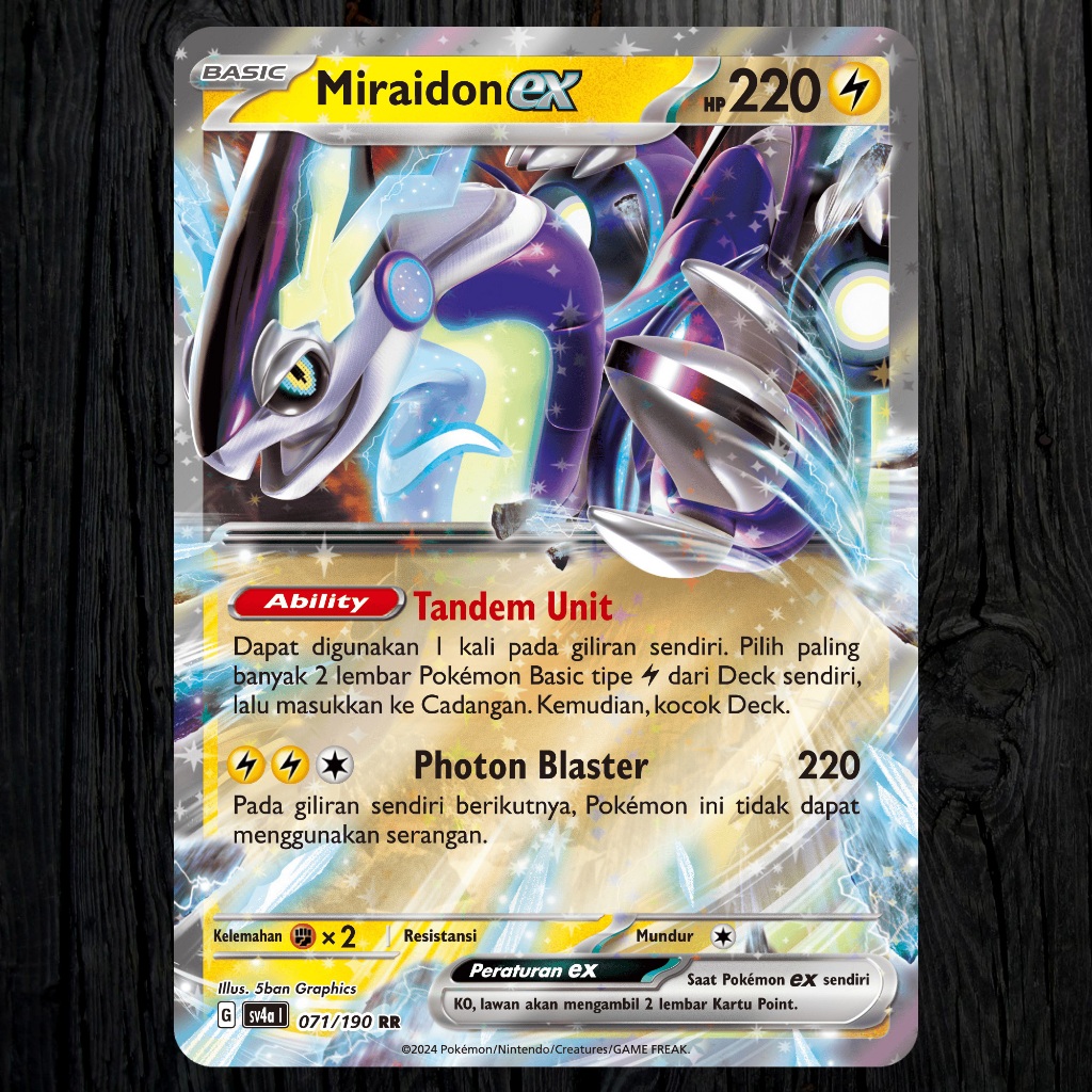 Jual Miraidon EX RR Pokemon No #1008 - LISTRIK - KARTU TCG INDONESIA ...