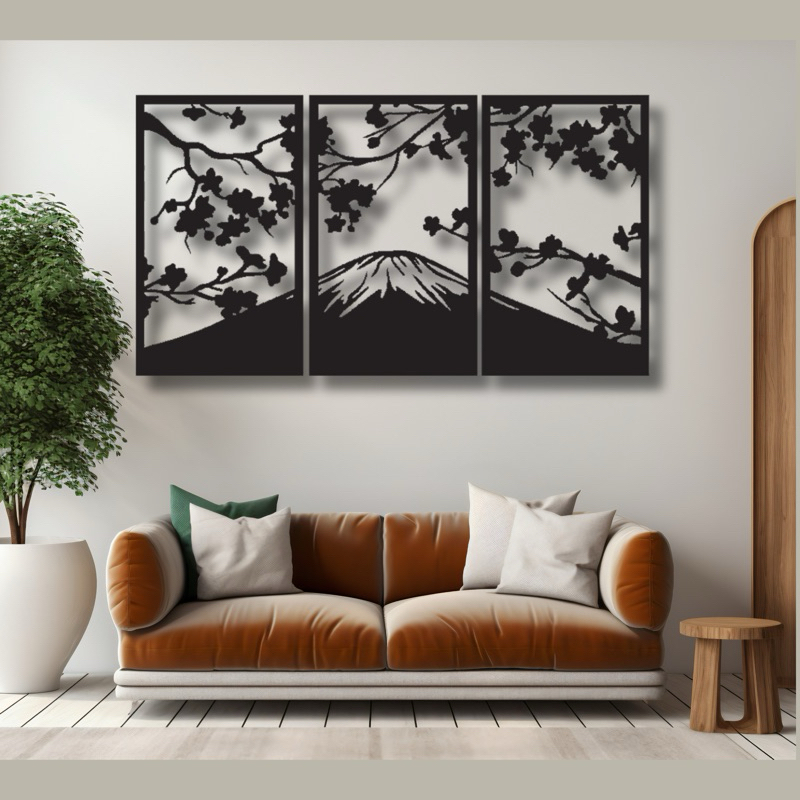 Jual Hiasan dinding 3D Kreasi kayu tema keindahan alam 3 panel/Gambar ...