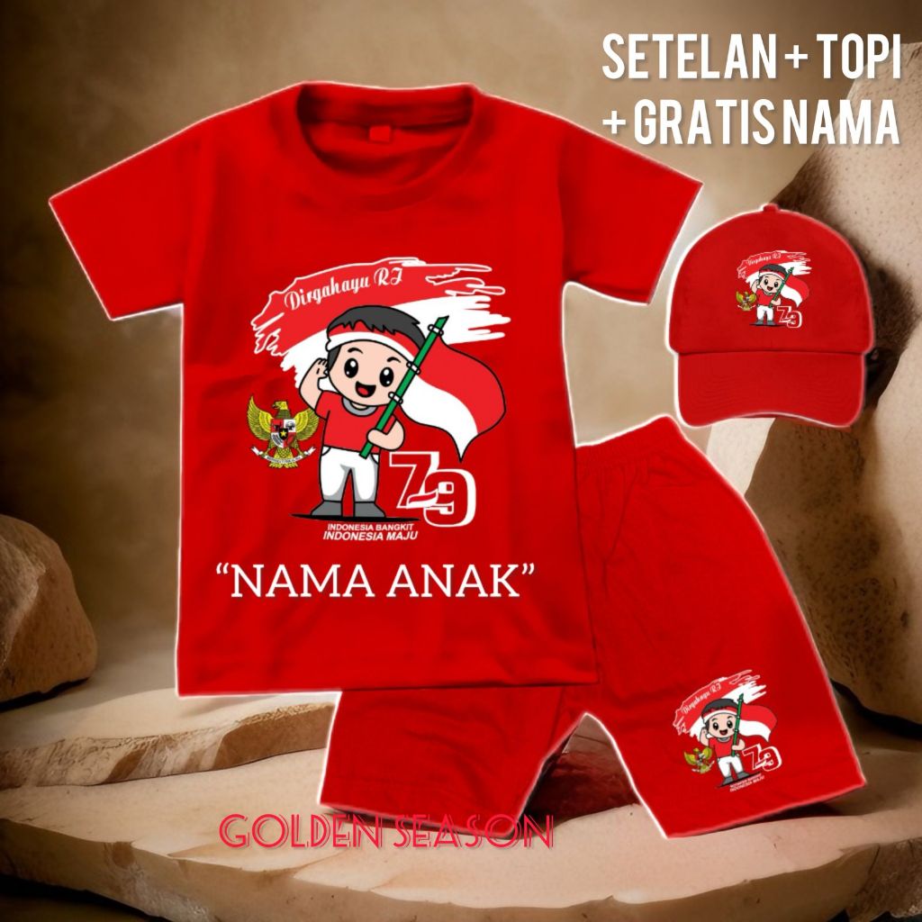 Jual [Paket Komplit FREE NAME] Setelan + Topi Sablon Motif Anak Tema ...