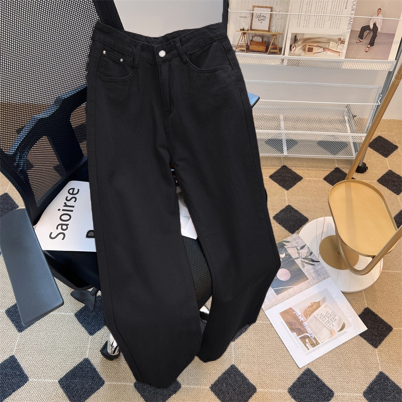 Jual Hitam Jeans Kulot Jeans/Highwaist Loose Kasual Celana Jeans Wanita ...