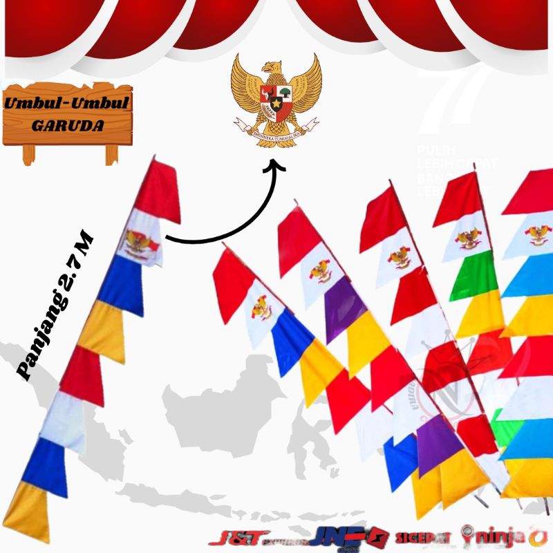 Jual BENDERA UMBUL-UMBUL GARUDA 8 MATA GERGAJI ±2.7METER (PREMIUM) | UMBUL-UMBUL WARNA | 17 ...