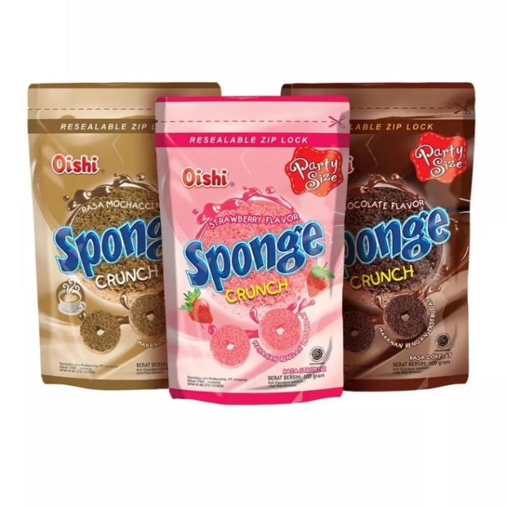Jual SPONGE CRUNCH STRAWBERRY & COKLAT 100 gr - RESEALABLE ZIP LOOK ...