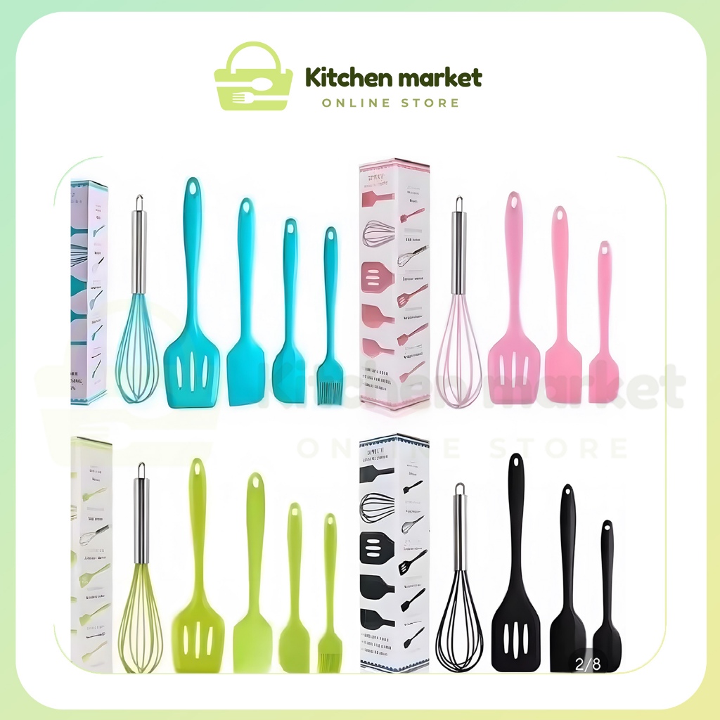 Jual Spatula Set Alat Masak 5 in 1 Sutil Scrap Kocokan Silicone/Silikon ...