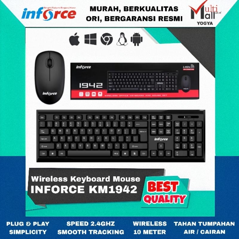 Jual Inforce Keyboard Mouse KM1942 Wireless High Speed 2.4GHz Wear ...