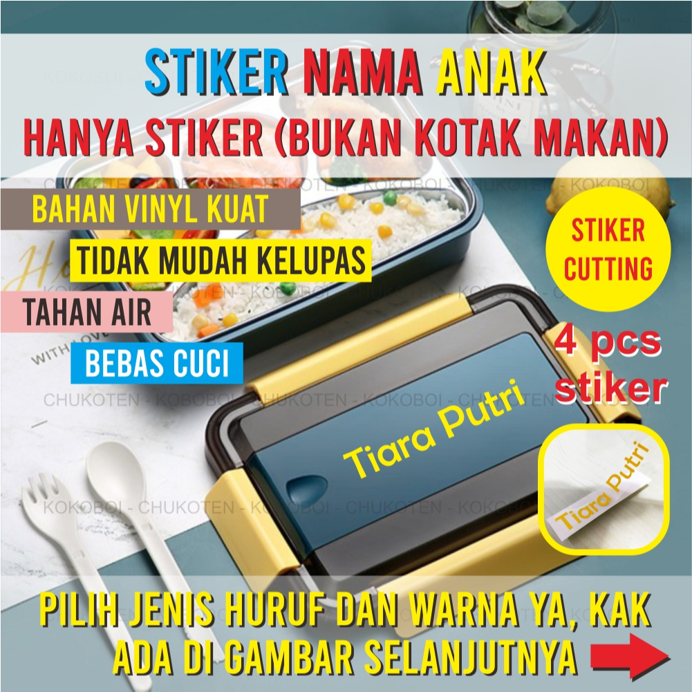 Jual Stiker Nama Anak untuk Ditempel pada Kotak Makan Botol Minum Lunch ...