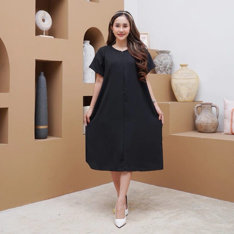 Jual DASTER MIDI DRESS CRINGKEL AIRFLOW POLOS | Shopee Indonesia
