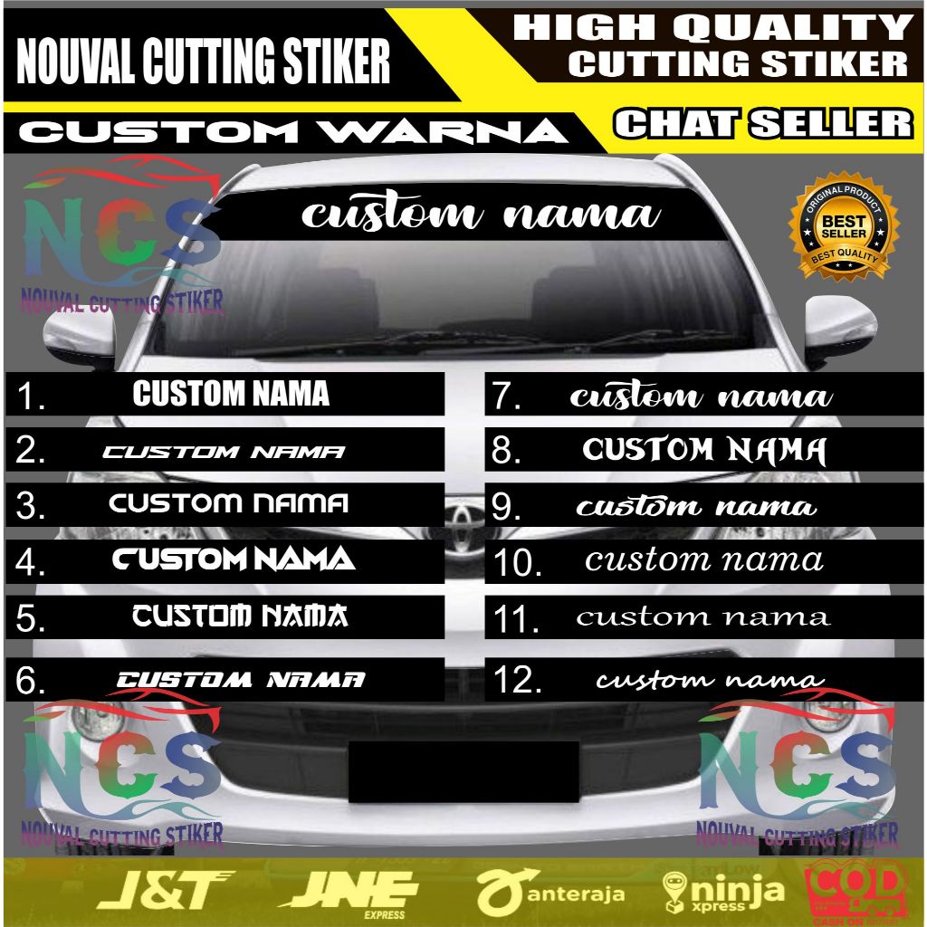 Jual Promo Stiker Kaca Mobil Depan Bisa Costum Nama Dan Request Font ...