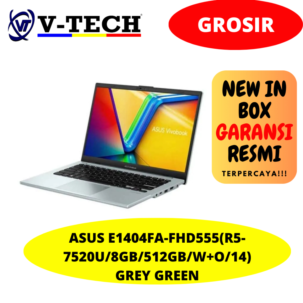 Jual ASUS E1404FA-FHD555(R5-7520U/8GB/512GB/W+O/14)GREY GREEN | Shopee ...