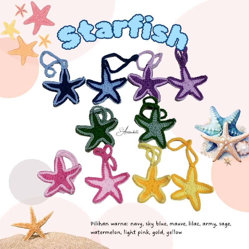 Jual [COD] Crochet Starfish Charm Bag | Crochet Keychain | Crochet ...