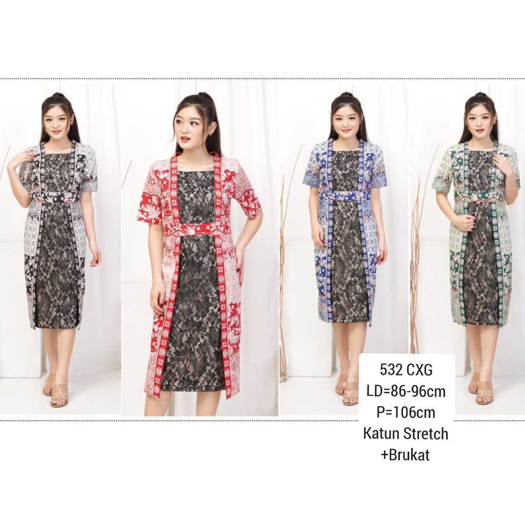 Jual DRESS BATIK LARAS MODERN BAJU TERUSAN WANITA KERJA KANTOR MURAH ...