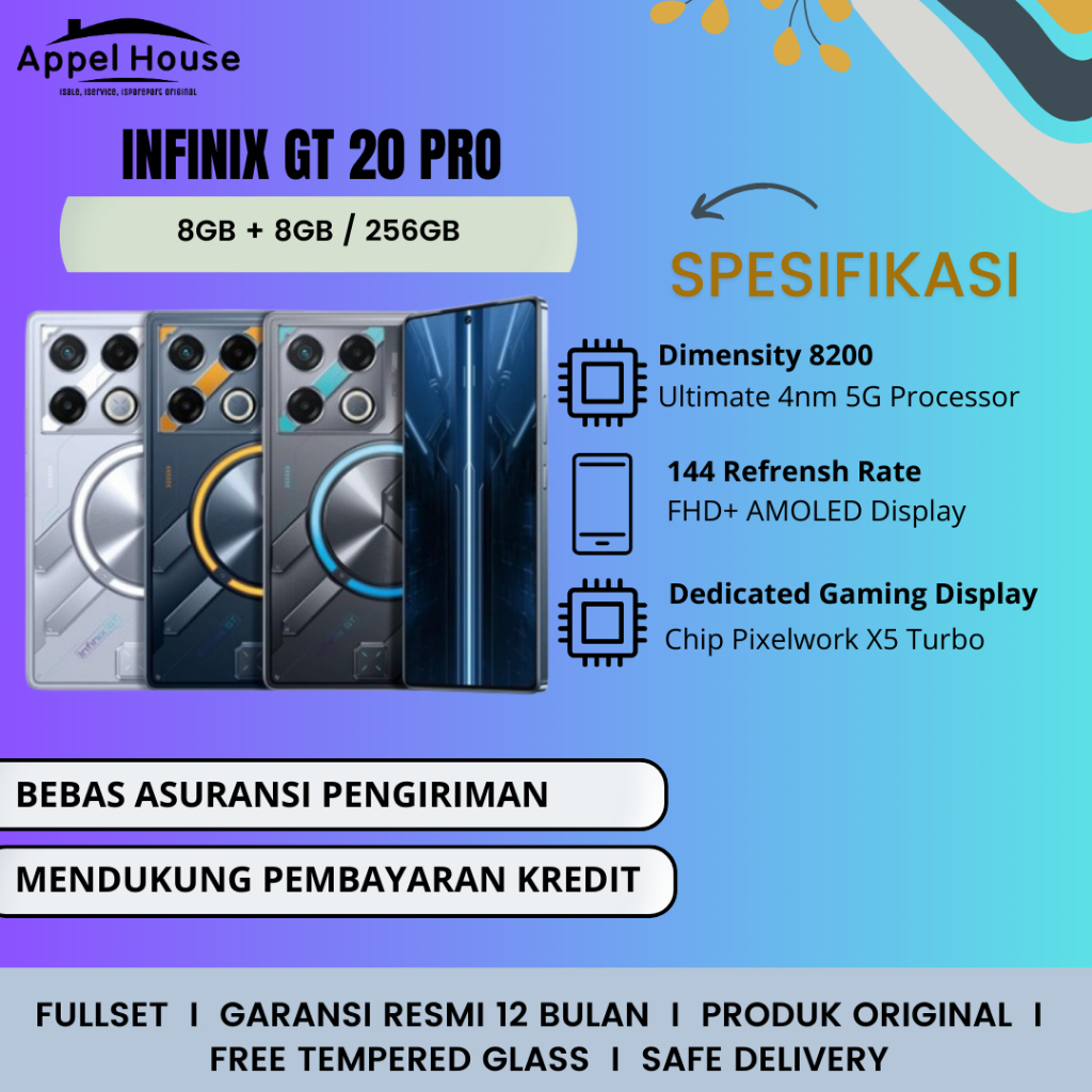 Jual INFINIX GT 20 PRO 5G BRAND NEW (8GB/256GB) GARANSI RESMI 12 BULAN | Shopee Indonesia