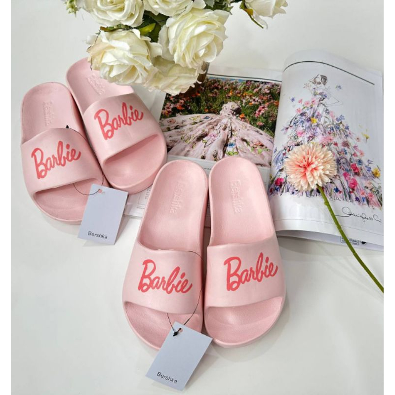 Jual Sandal Bershka x Barbie Flat Slider Rubber | Shopee Indonesia