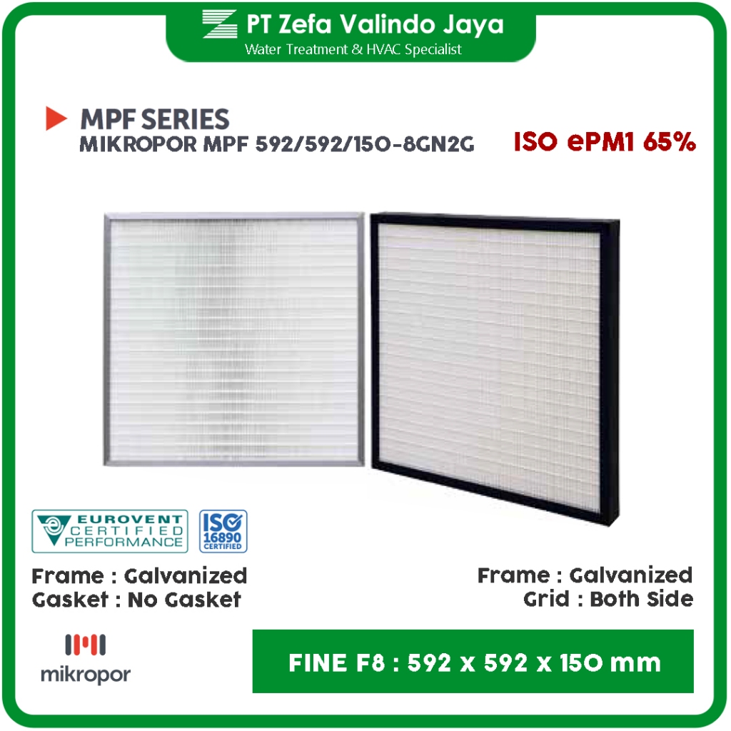 Jual Filter Udara F8 MIKROPOR 592 x 592 x 150 mm 24" 24" 6" Mini ...