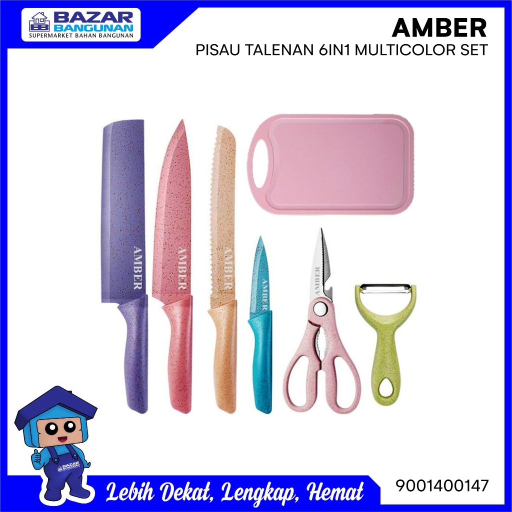 Jual Amber - Pisau Dapur Kitchen Knife Talenan Gunting 6 In 1 ...