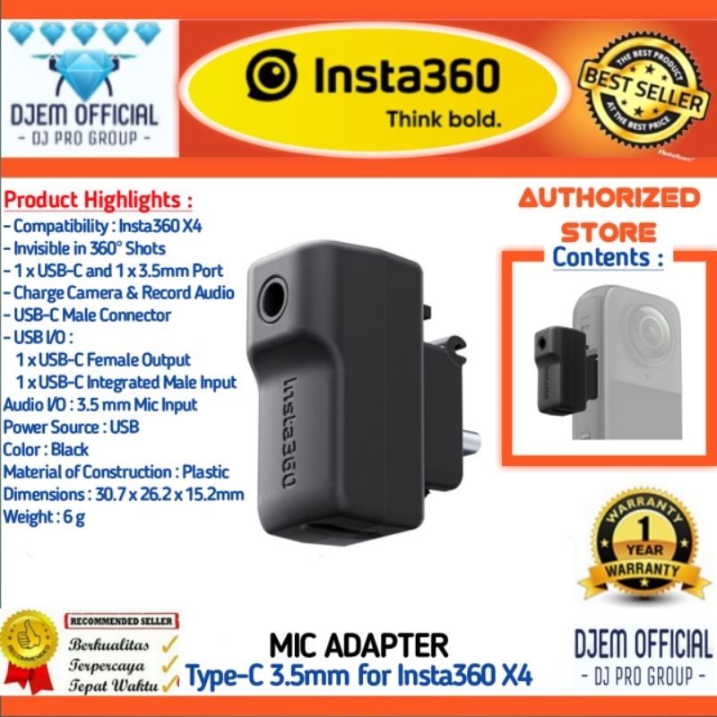 Jual INSTA360 X4 / INSTA360 X3 Mic Adapter Cynova Type C and External ...
