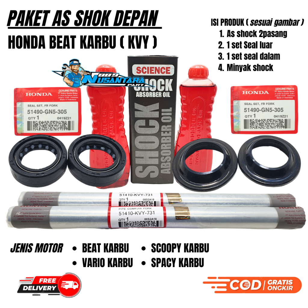 Jual PAKET 4ITEM KVY AS SHOCK DEPAN BEAT+OLI SHOCK+SEAL SHOCK+SEAL DEBU ...